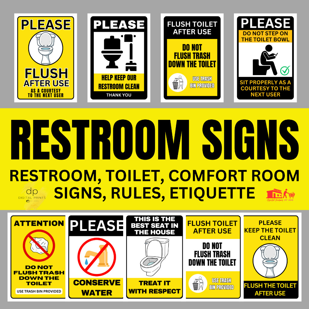 toilet signage, restroom signage, laminated signage | Shopee Philippines