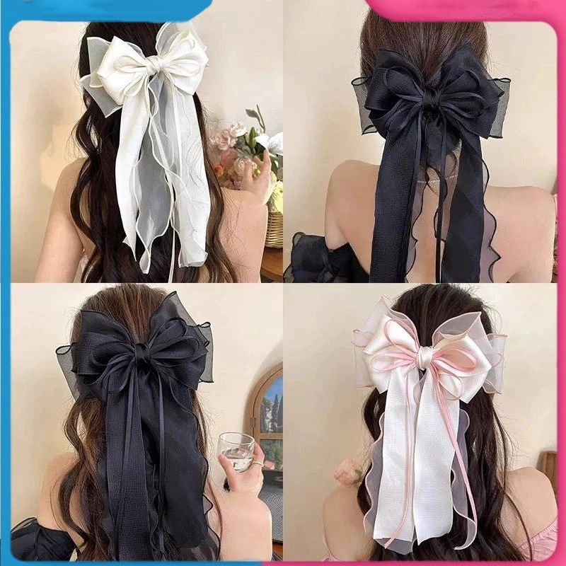 Long Bow Hair Clip Big Ribbon Hair Pin Elegant Hair Bows Fashion Hair ...
