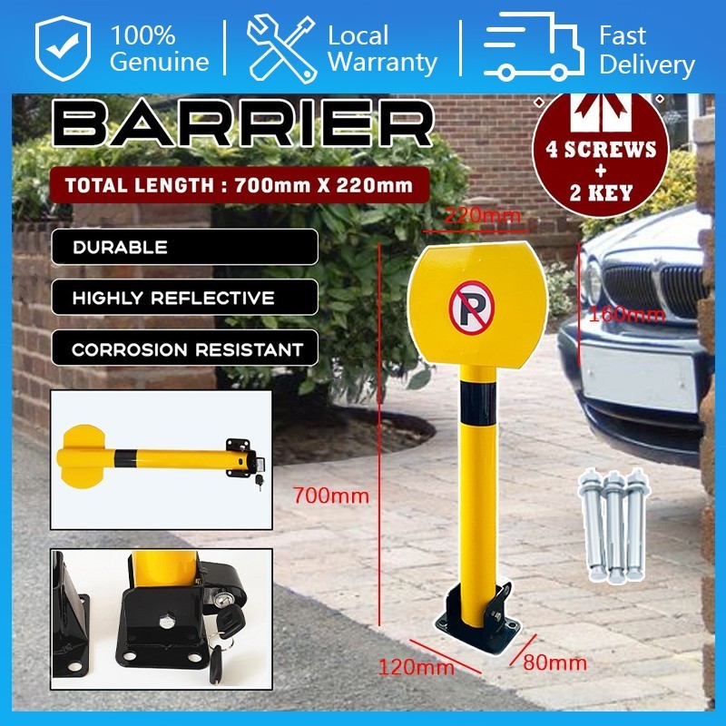 70cm Car Parking Bollard Safety Pole Lockable Vehicle Parking Column ...