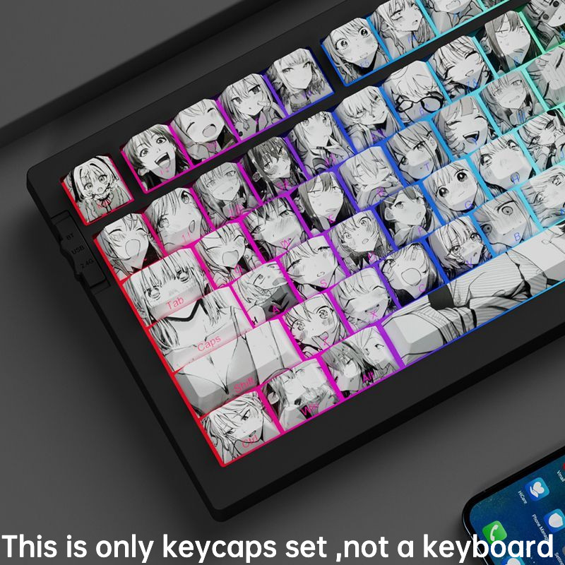 PBT Keycap Cherry Cartoon Anime 2D Comics Dye Sublimation Keycap Cross ...