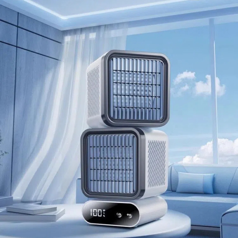 R REMAX/Rui Volume Double-Layer Shaking Head Ice Sensation Desktop Fan ...