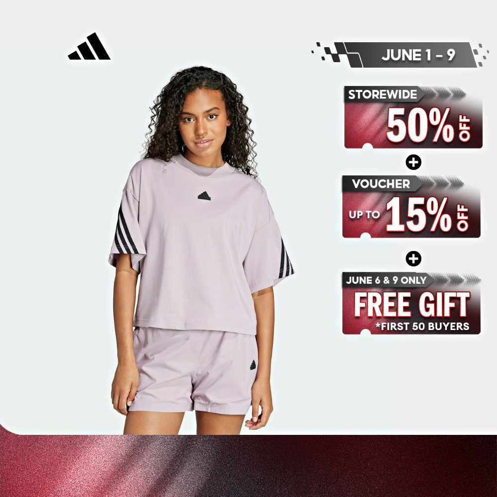 adidas Lifestyle Future Icons 3-Stripes Tee Women Grey IS3613 | Shopee ...