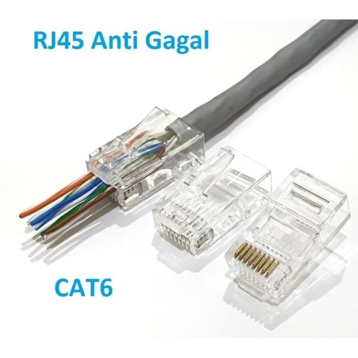 Anti-Fail RJ45 Connector Cat 6 Contents 50 Pcs Translucent cable RJ 45 ...