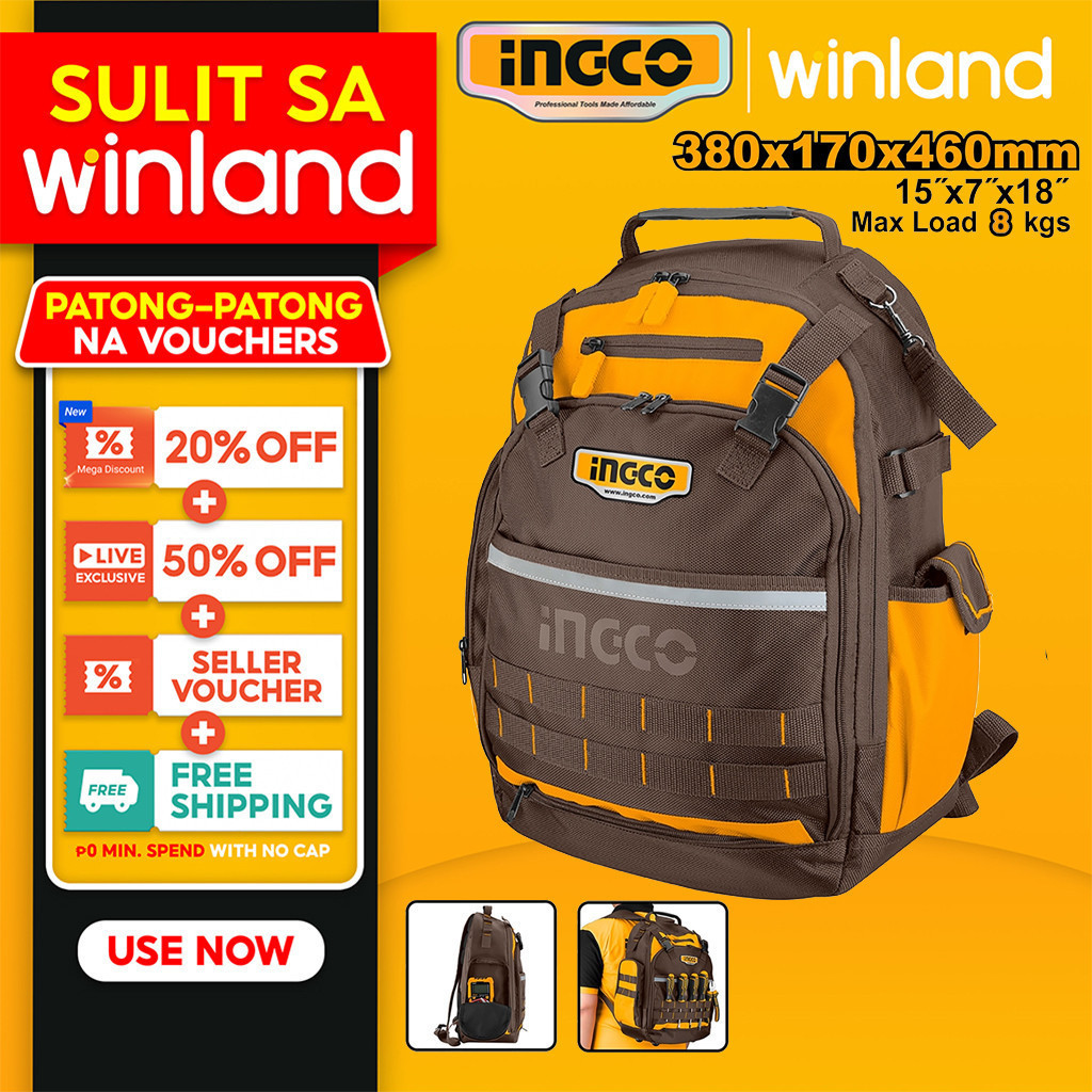 Ingco by Winland Tool Bag Backpack Box Organizer Heavy Duty Kit 380 x ...