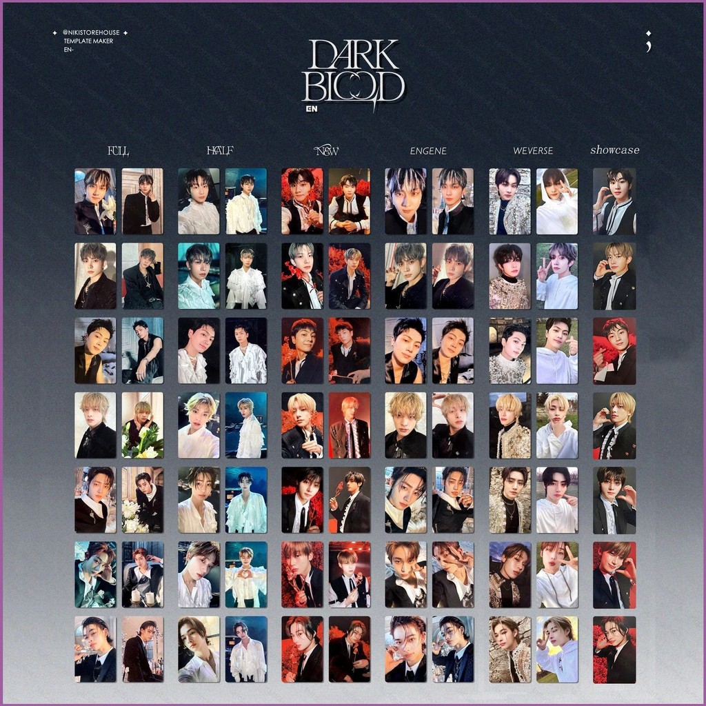 7PCS/set ENHYPEN DARK BLOOD LOMO card JUNGWON HEESEUNG JAY JAKE SUNGHOON SUNOO NI-KI postcard ...