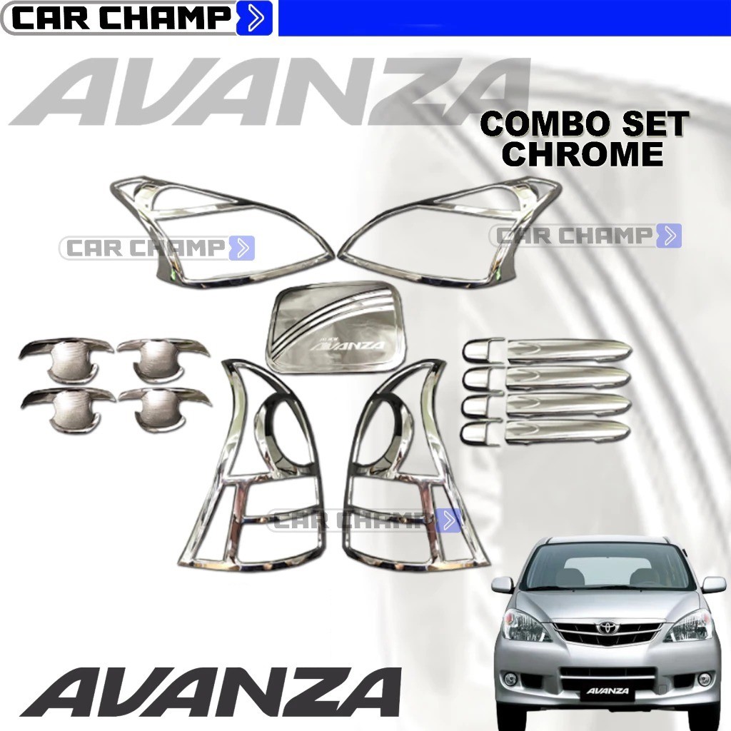 Toyota Avanza 2012 to 2015 V1 Garnish Combo set cover CHROME ( Car ...