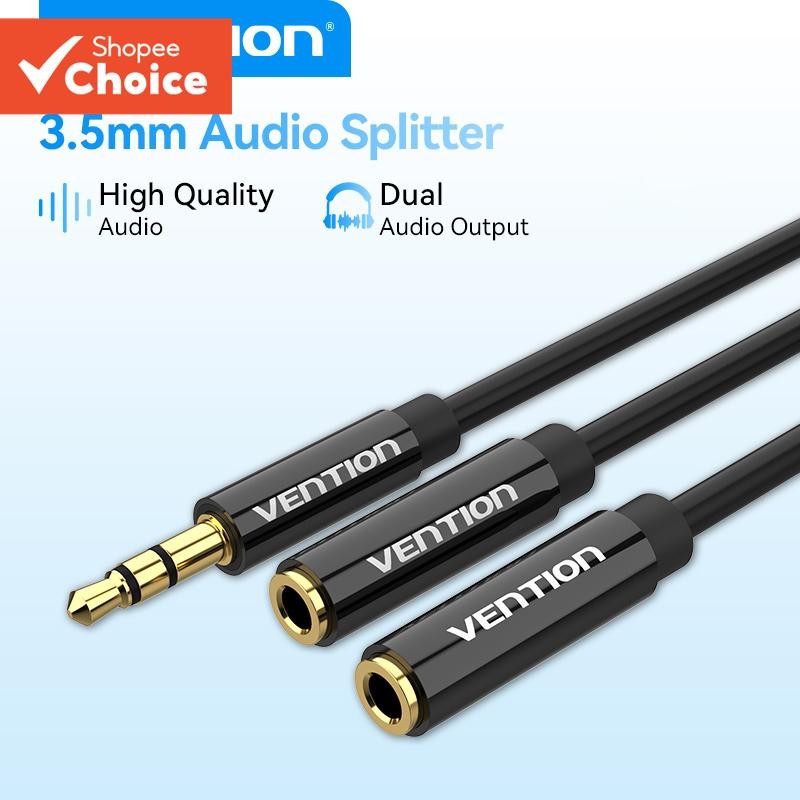 [Shopee Choice] Vention Headphone cable splitter adapter 3.5mm 2-hole ...