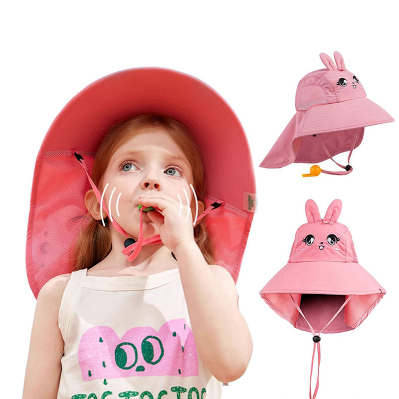 Children's sun hat for summer beach play with cute cartoon wide-brimmed ...