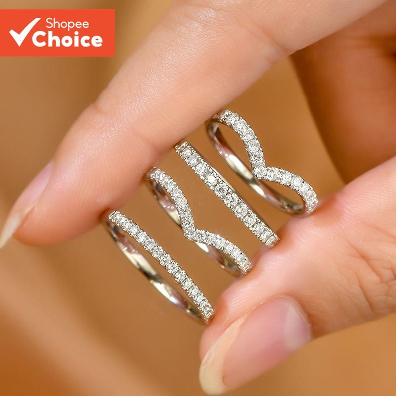 Silver diamond ring for women stackable ring high- end diamond ring ...