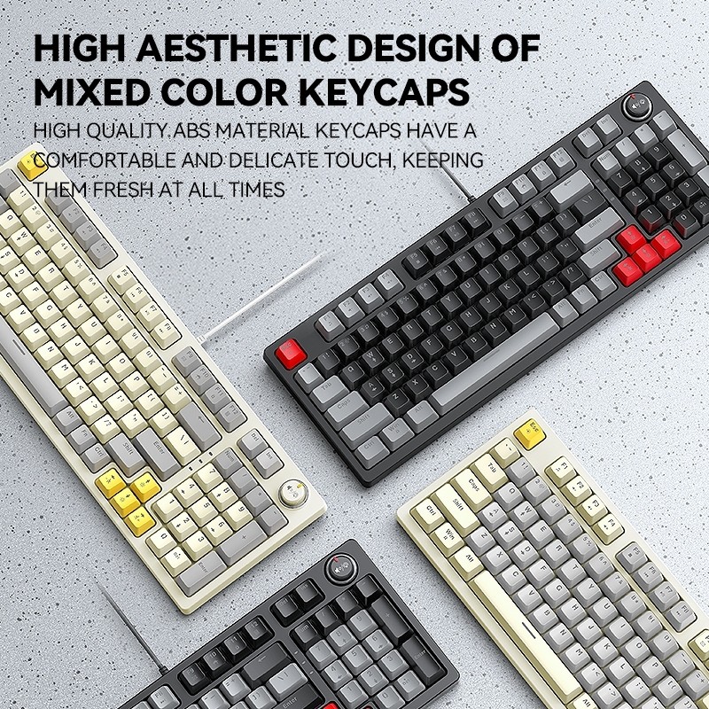 TWolf T50 Wired Mechanical Gaming Keyboard With Knob Design 97 Keys ...