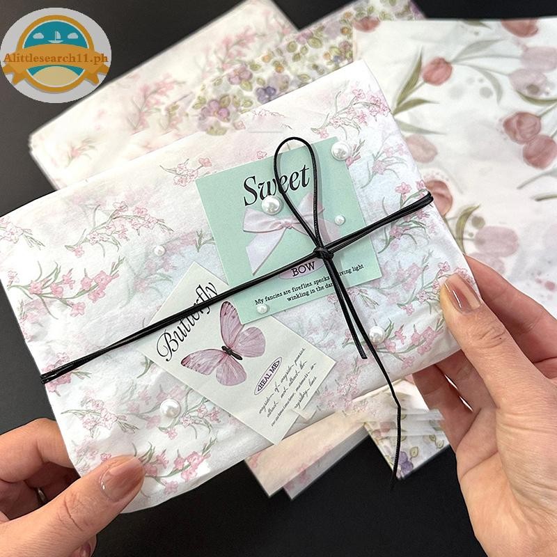 ASEARCH Elegant Tulip Patterned Tissue Paper Floral Design With Green ...
