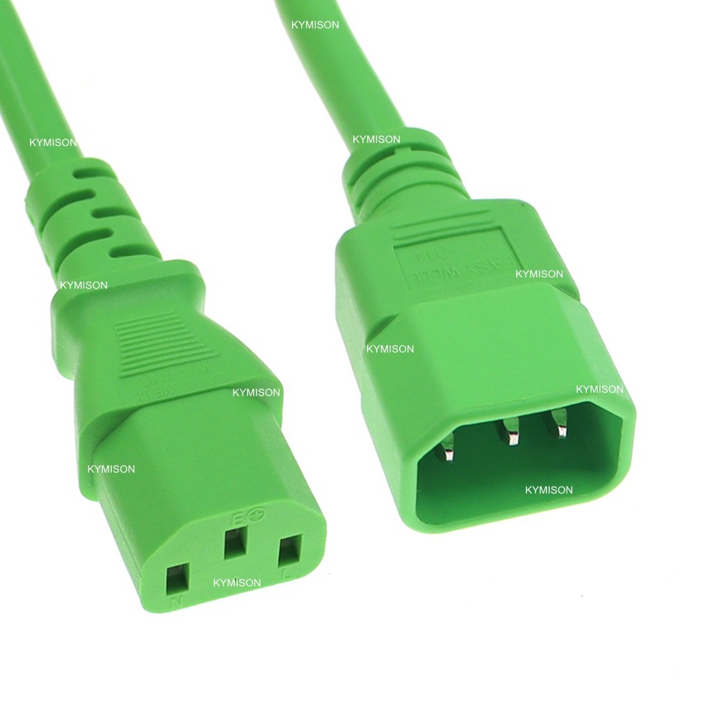 Green IEC 60320 C13 C14 Power Supply Cord, 3x1.5mm, Male to Female PDU ...