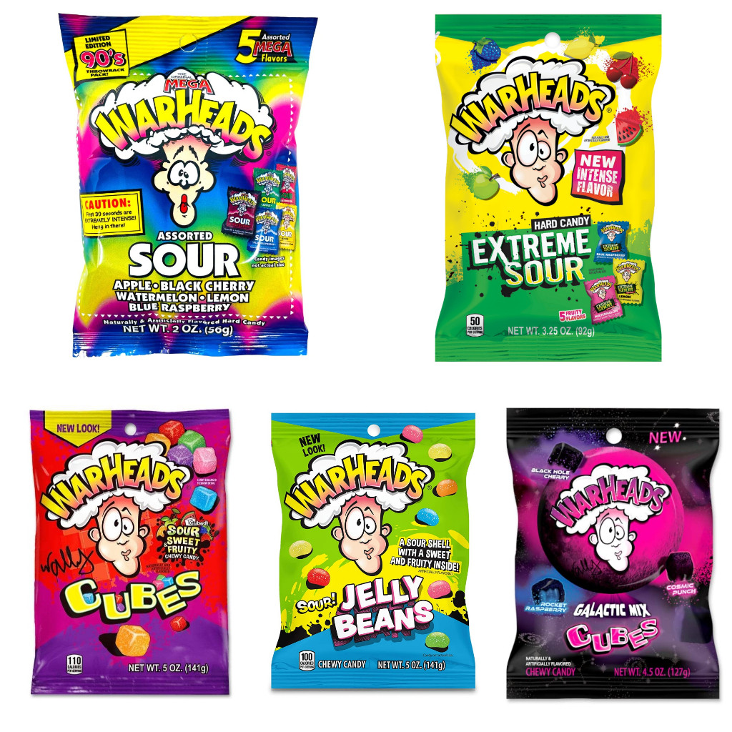 Warheads Sour Sweet Fruity / Extreme Sour Hard Candy / Jelly Beans from ...