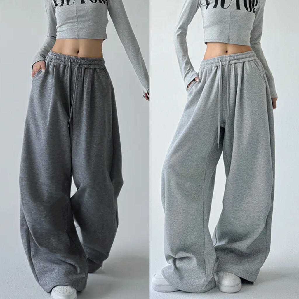 GDTIMA Grey Baggy Sweatpants For Women HipHop Dancer Pants High Waist ...