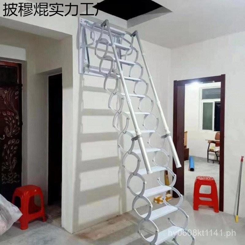 Telescopic Ladder Stretch Lift Wall-Mounted Outdoor Folding Ladder ...