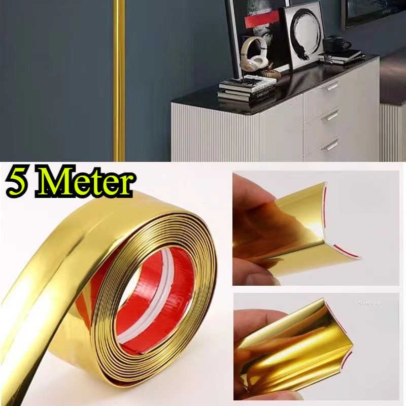 5 Meter Wall Sticker/ List Plate Strip Mirror Silver Mirror Strip Plate ...