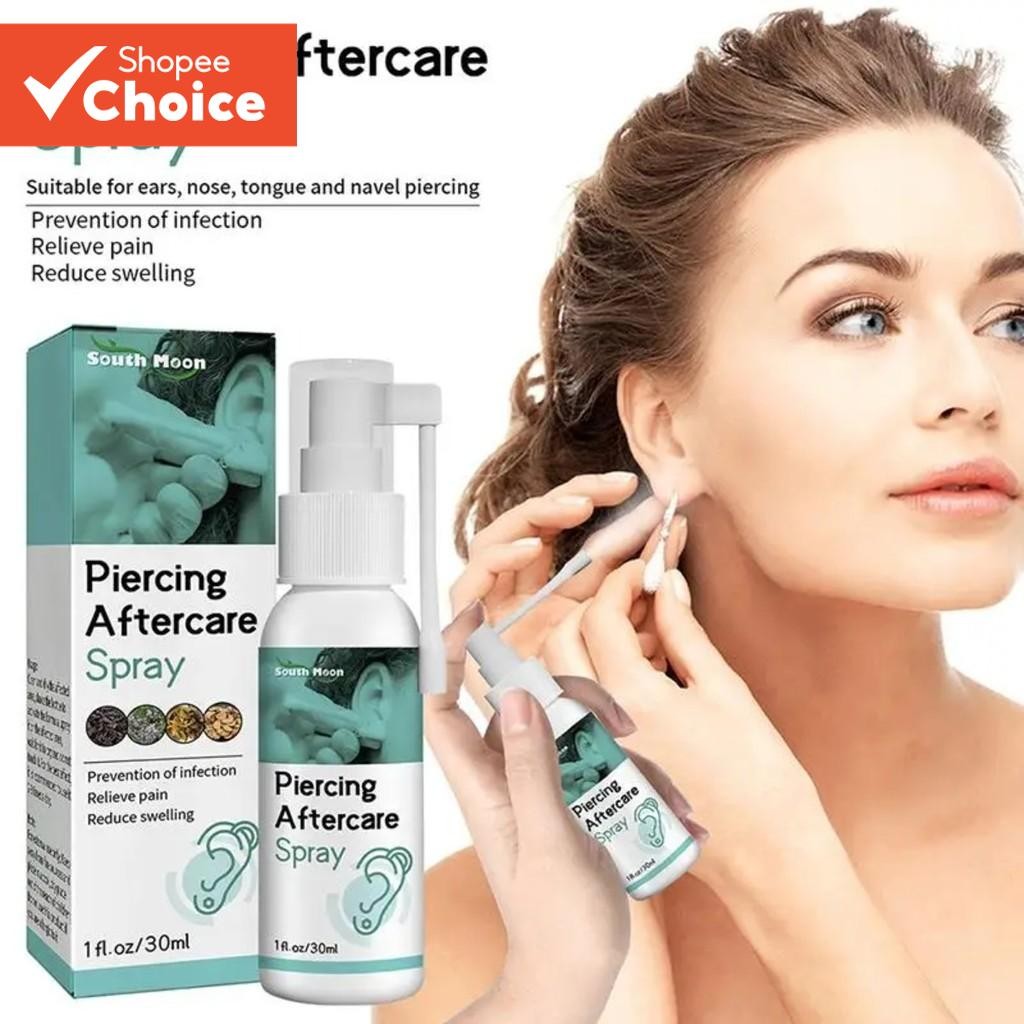 Ear Piercing Aftercare Kit - 30ml Fresh Mint Cleaning Solution + Ear ...