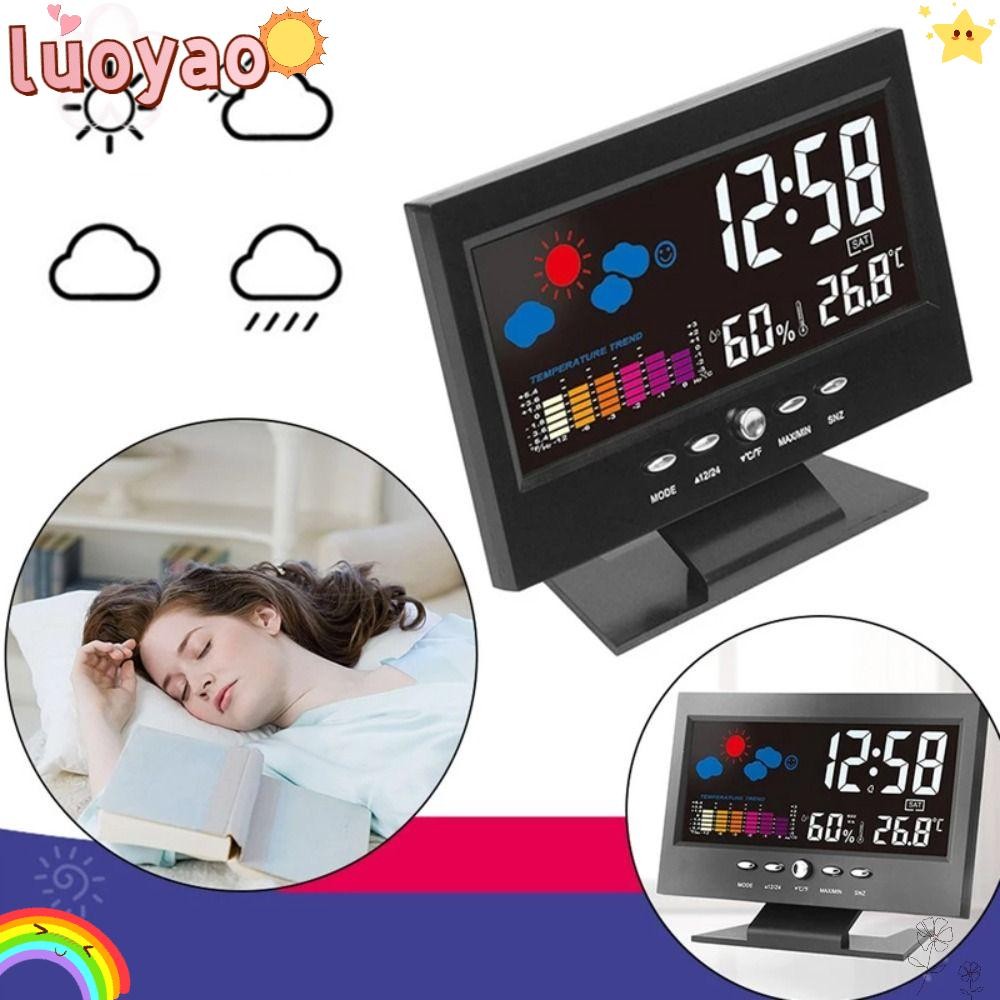 LUOYAO Alarm Clock LCD Display LED Digital Weather Station Snooze Alarm Clock | Shopee Philippines
