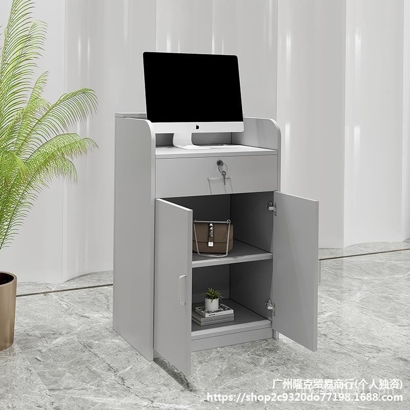 Mini Modern Cash Register Counter for Clothing Store, White Simple Cash ...