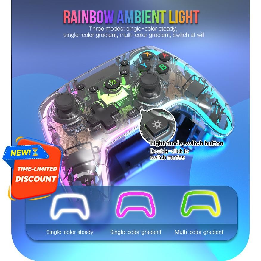 Transparent Adjustable RGB Dazzling Gamepad bluetooth Wireless 5.0 ...