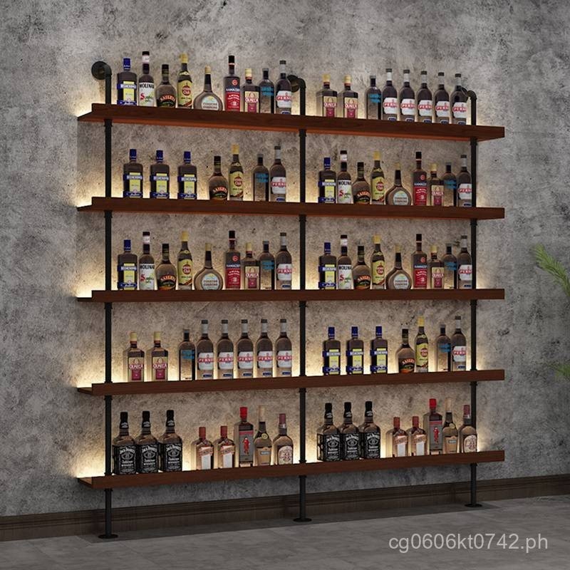 Iron Art Bar Counter Wall-Mounted Restaurant BBQ Shop Storage Rack ...