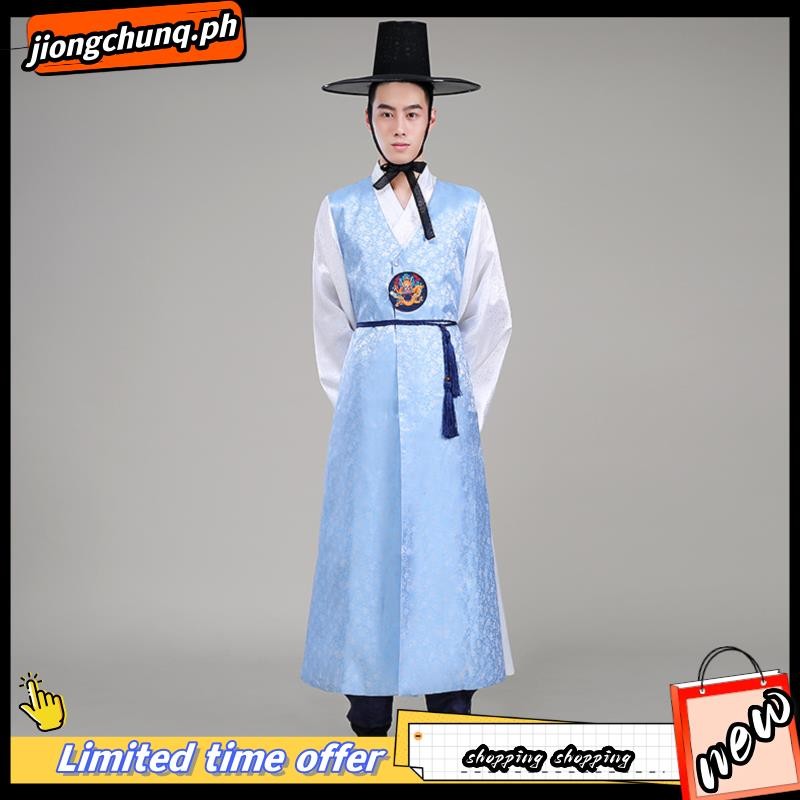 Retro Men's Hanbok Robe Korean Ethnic Men's Costume Court Long Shirt ...