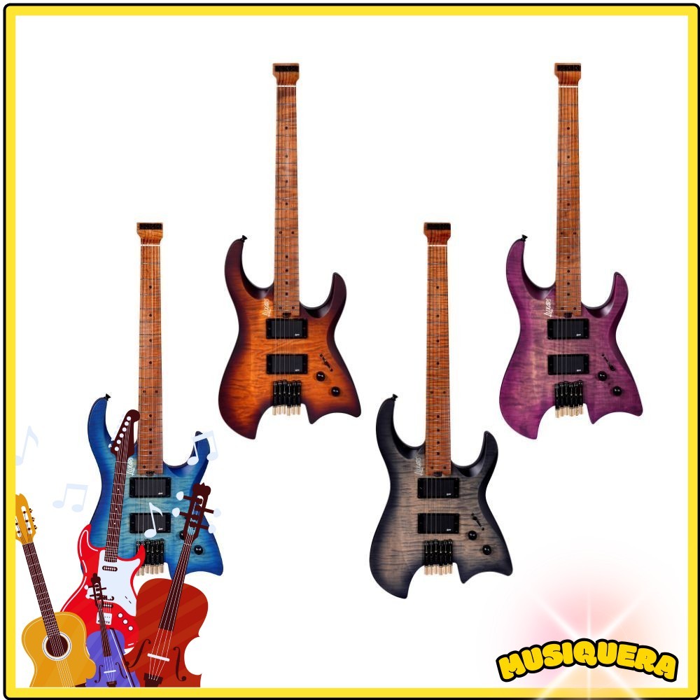 Luxars S-G63-6 Headless 6-String Electric Guitar – Roasted Maple Body ...