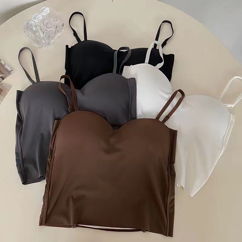 C&M Base Style Seamless Camisoles Thin Backless Tank Tops with Chest ...