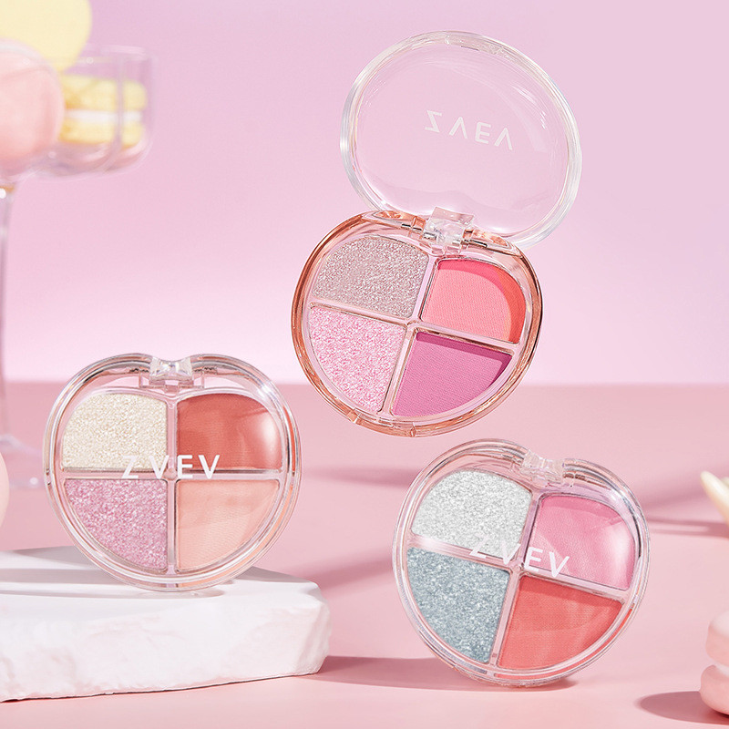 ZVEV Chaoxia Four-Color Eyeshadow Clear Diamond Shining Natural Soft ...