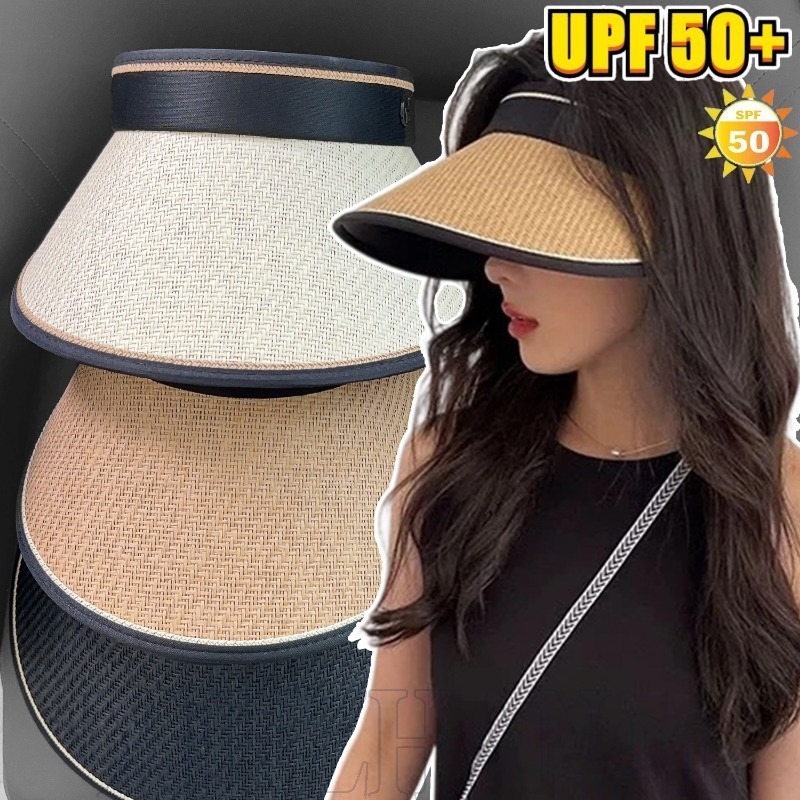 Foldable Large Brim Straw Sun Hat - Photography Props - Outdoor Travel ...