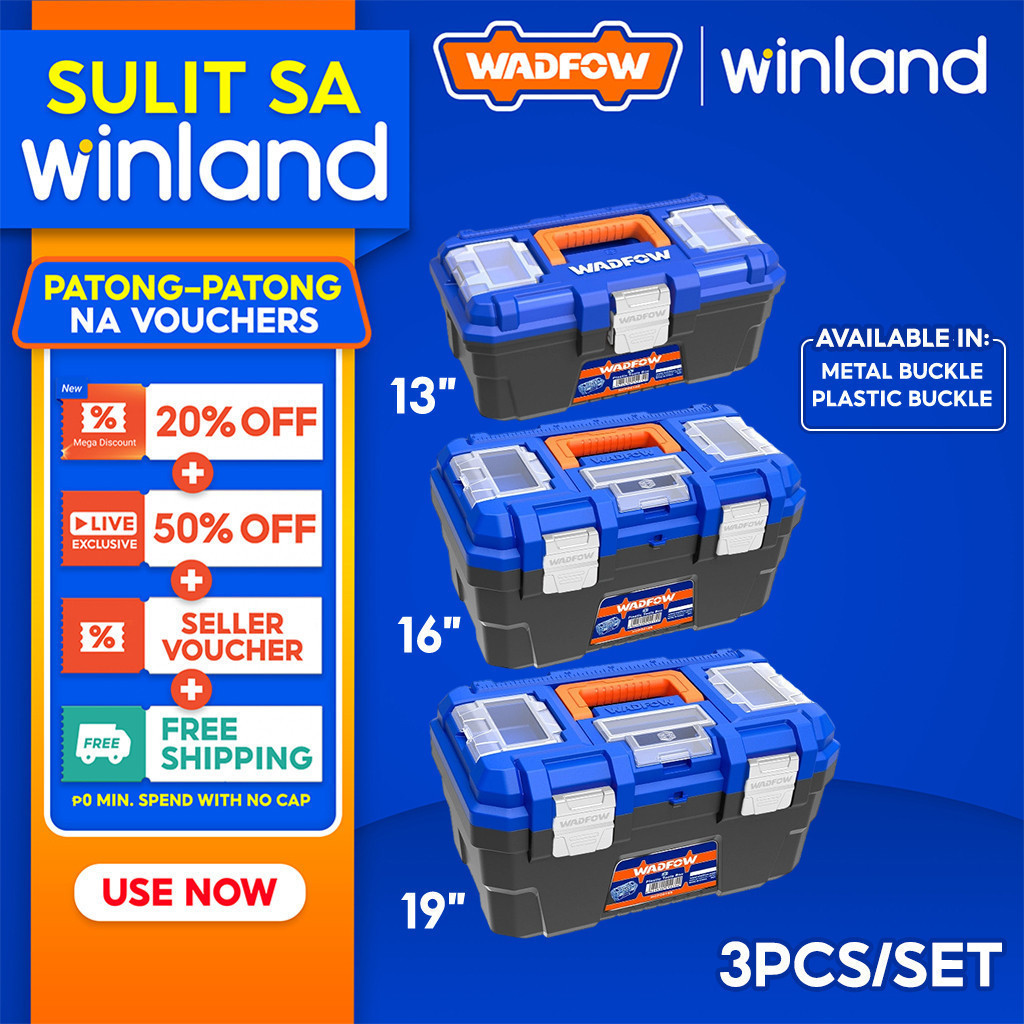 Wadfow by Winland 3pcs Plastic Tool Box Storage Organizer Case with Metal & Plastic Buckle WAD ...