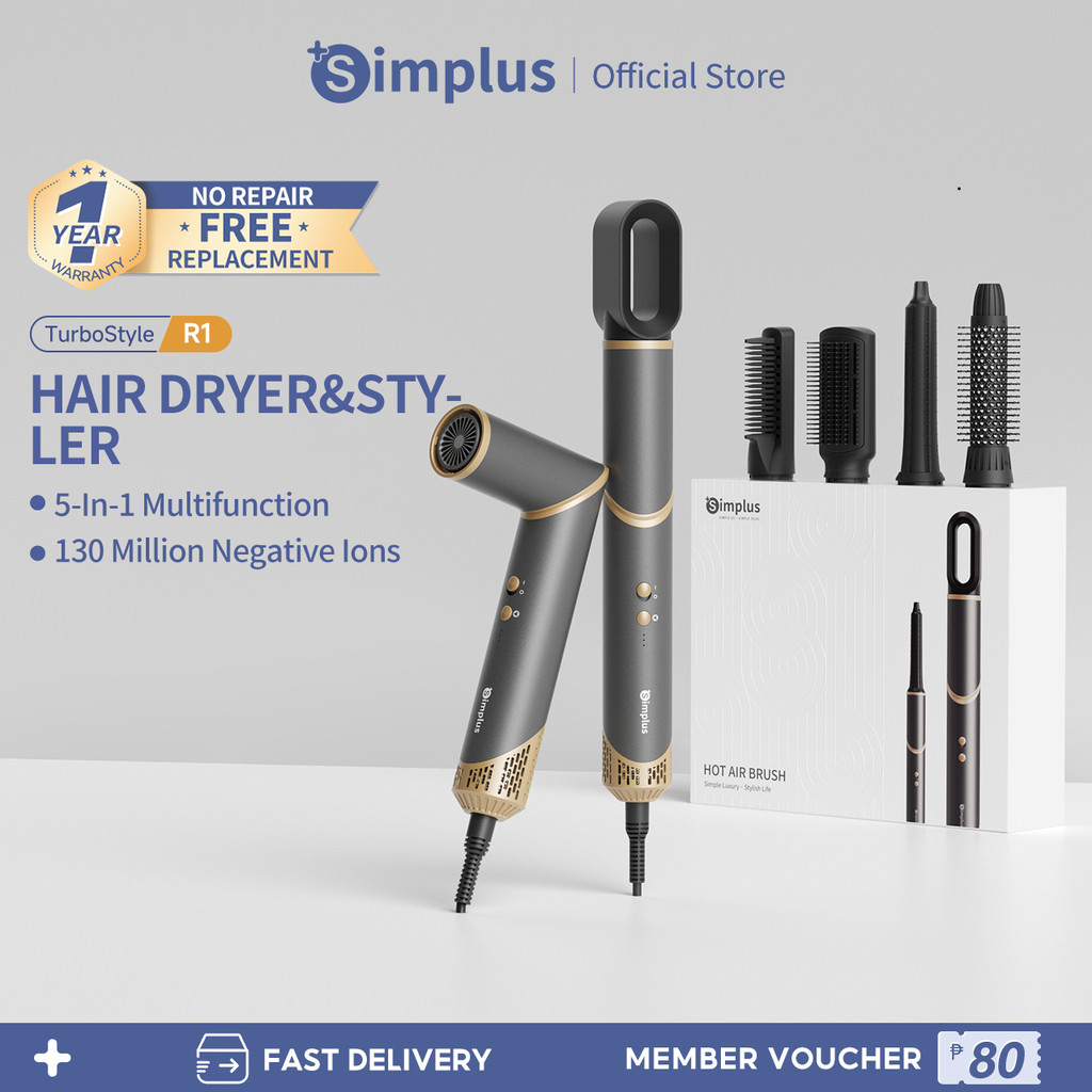 Simplus Hair Dryer Brush 5-in-1 Multifunctional Styler Hair Curler ...