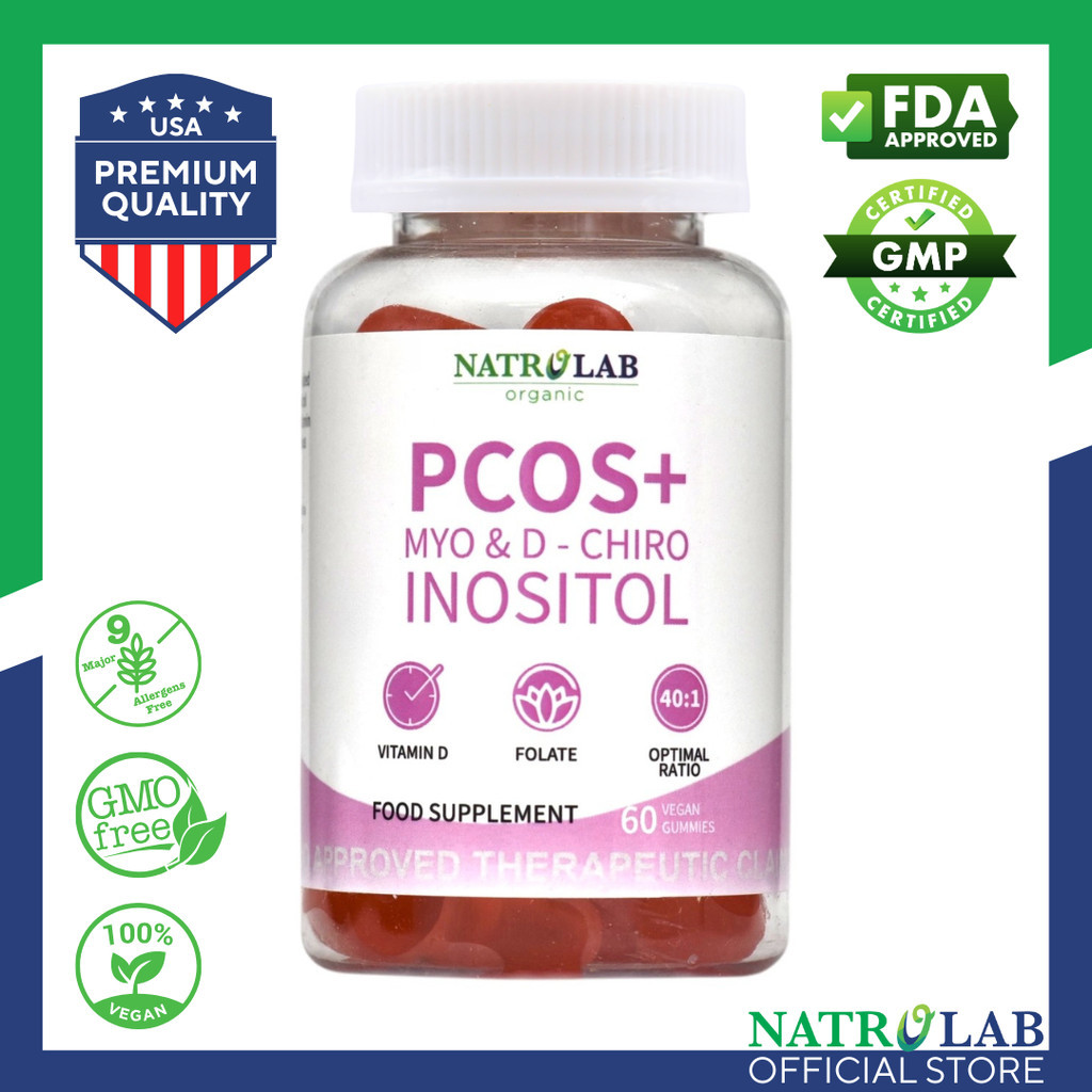 Natrolab Organic Premium Inositol PCOS Gummies Folate Vitamin D ...