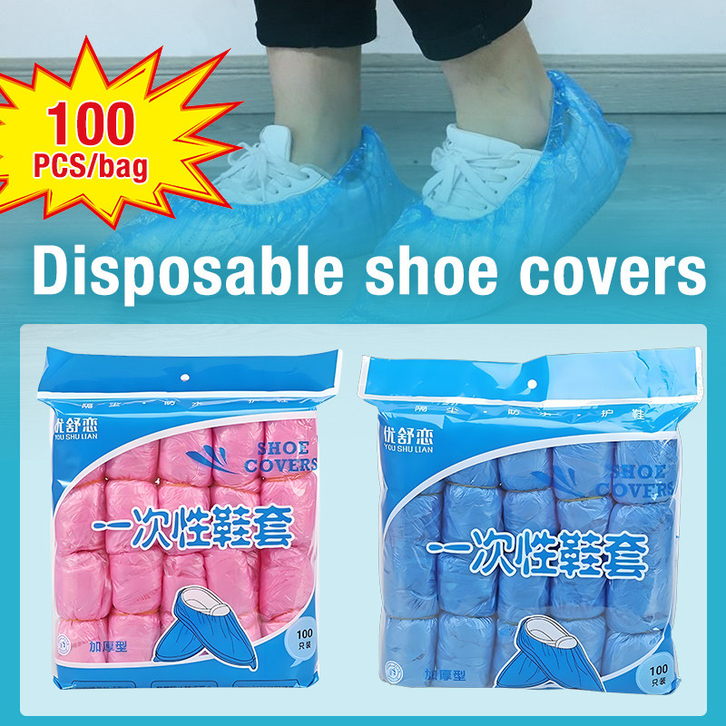 100Pcs Shoe Cover 50 Pairs Disposable Foot Covers Waterproof Plastic ...