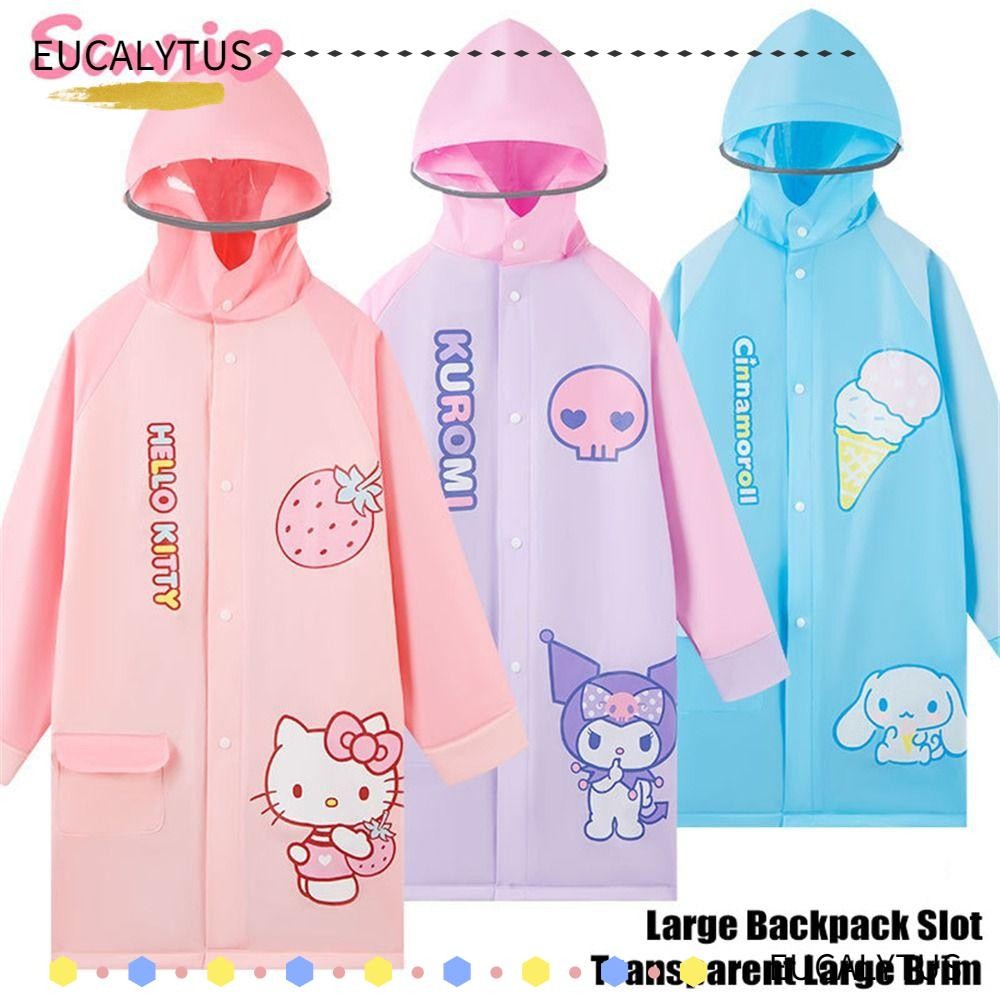 EUCALYTUSPH Girls Rain Poncho Jacket, with Reflective Strip Wider Brim ...