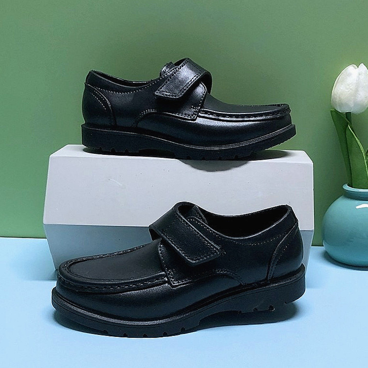 Boys Leather Shoes School Soft Sole Black Little Boys British Students ...