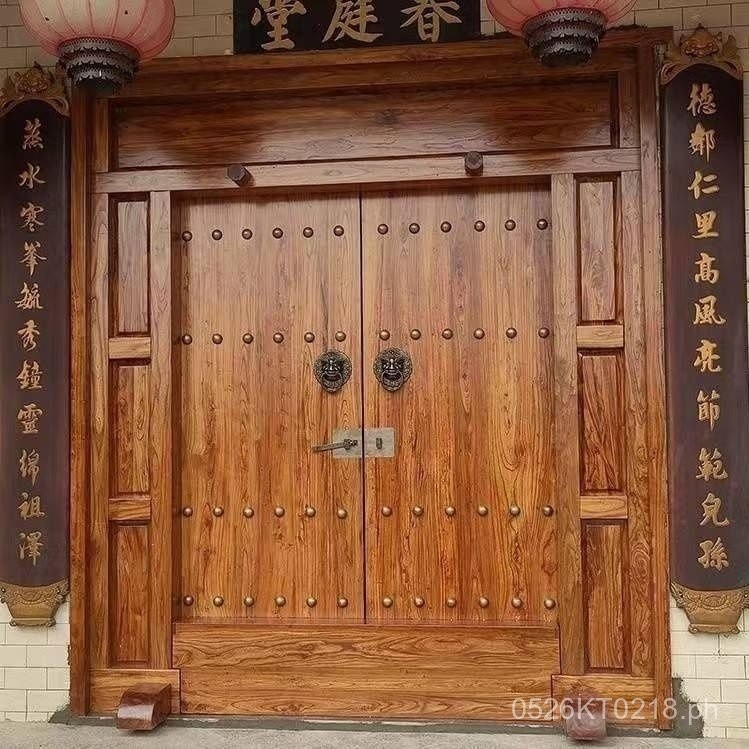 Ancestral Hall Double-Opening Wooden Door Old Elm Courtyard Solid Wood ...