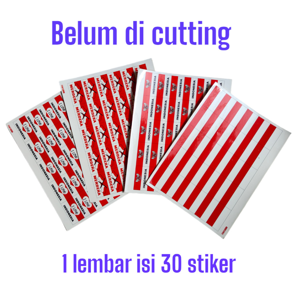 MERAH (30Pcs) cheek stickers / red and white stickers / flag stickers ...