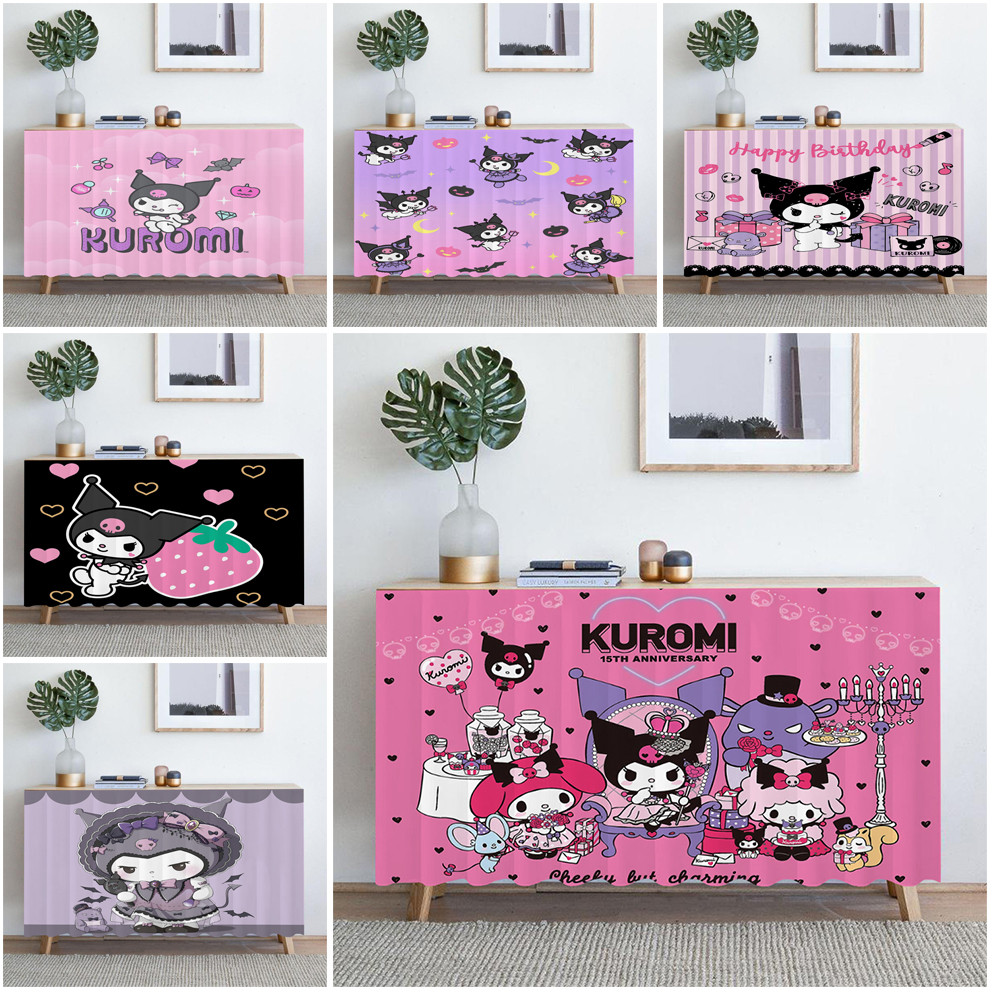Kuromi Single Side Printed Polyester Cabinet Curtain, Cute Gothic ...