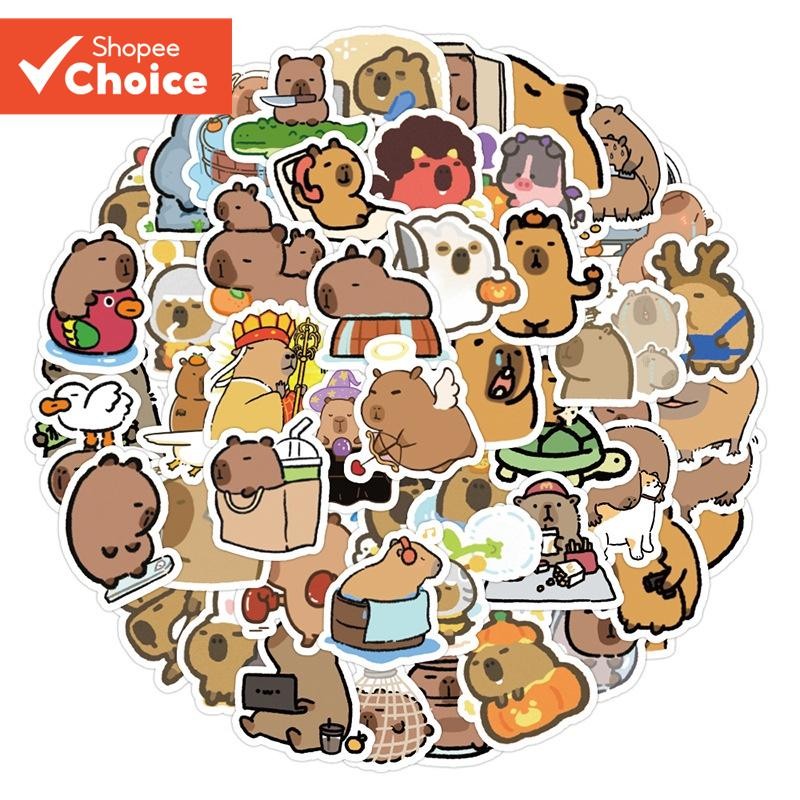 100PCS Cute Pufferfish & Capybara Stickers - Waterproof Vinyl Decals ...