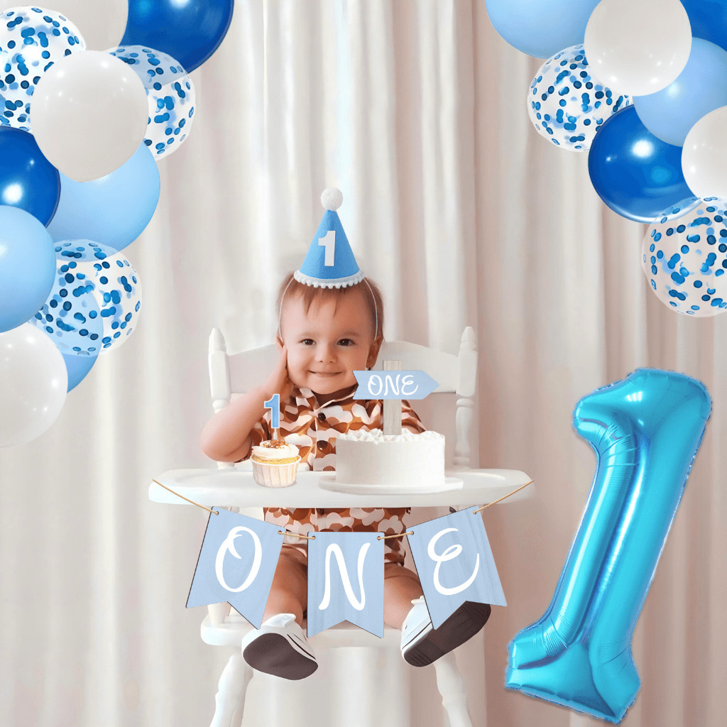 Blue 1st Birthday Decorations First Birthday Decor for Boys Wooden ONE ...