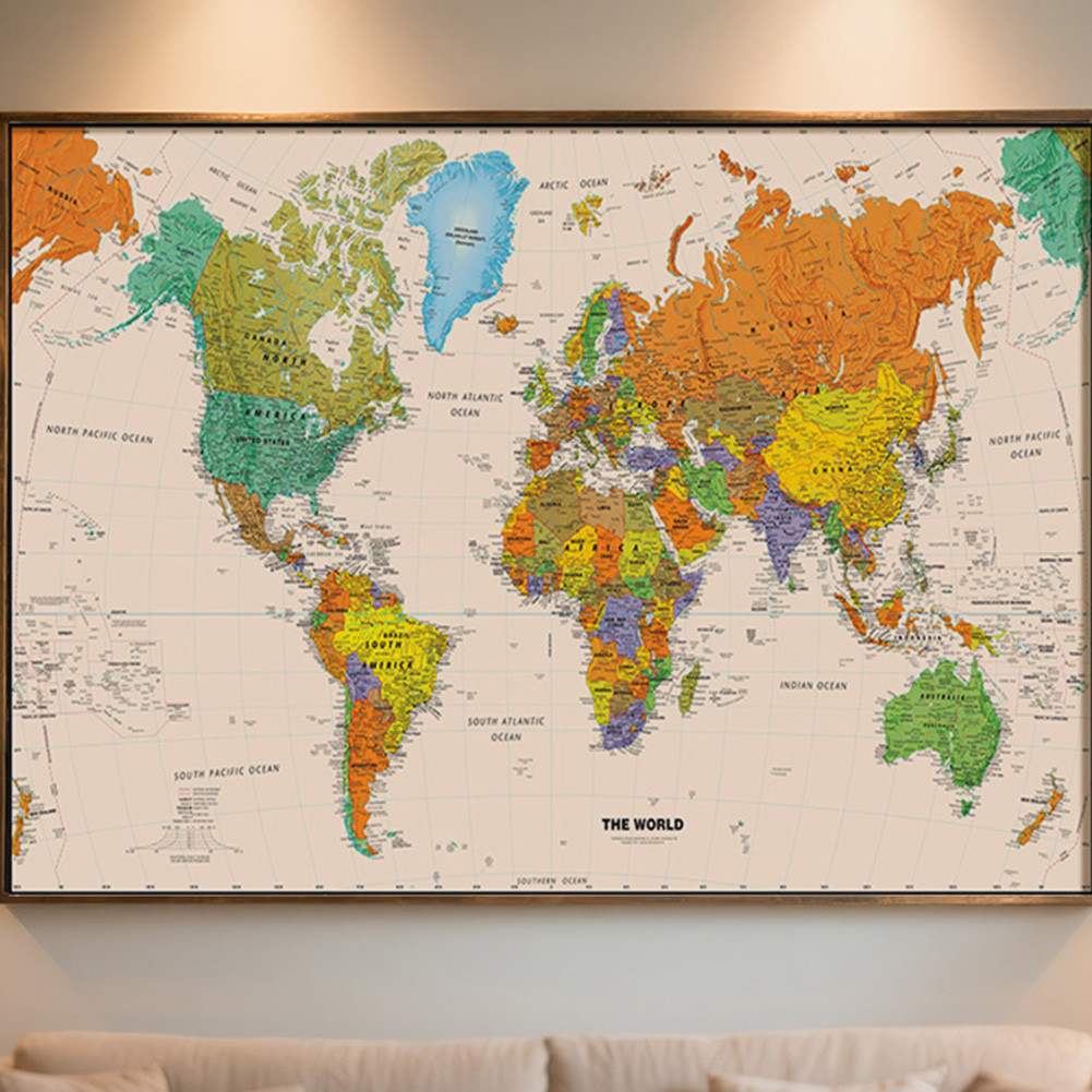 #in stock# Retro World Map,Unframed Decorative Map Print,Home Decor ...