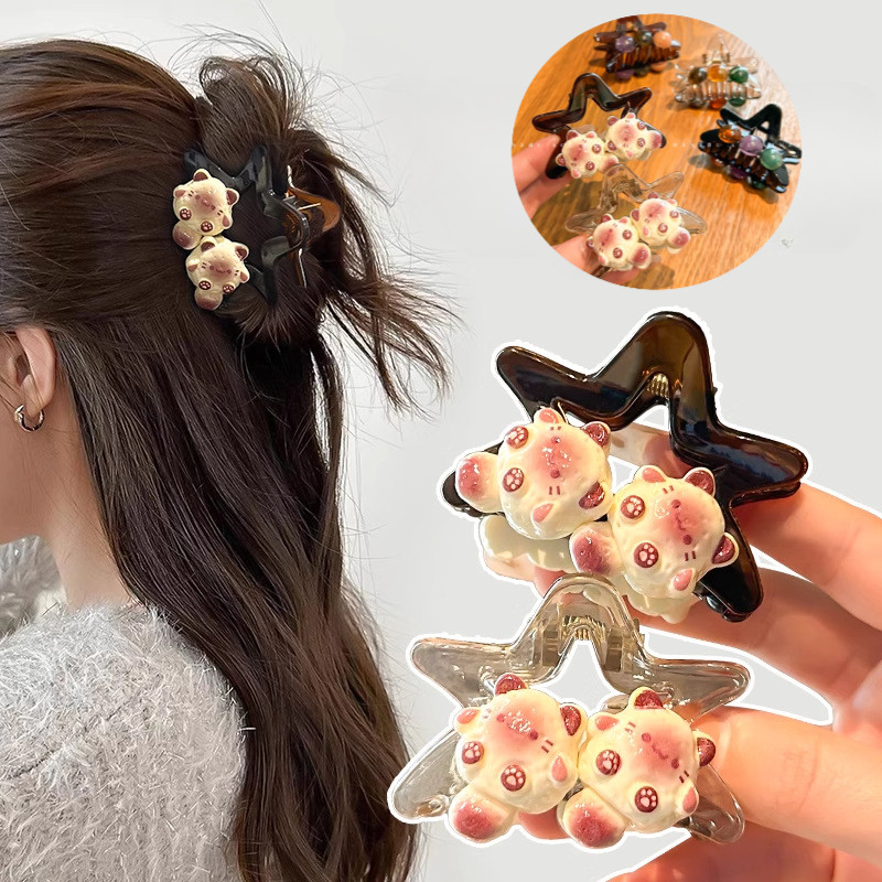 Cartoon Cute Cat Grab Clip Women's 2025 New Clip Headdress | Shopee ...