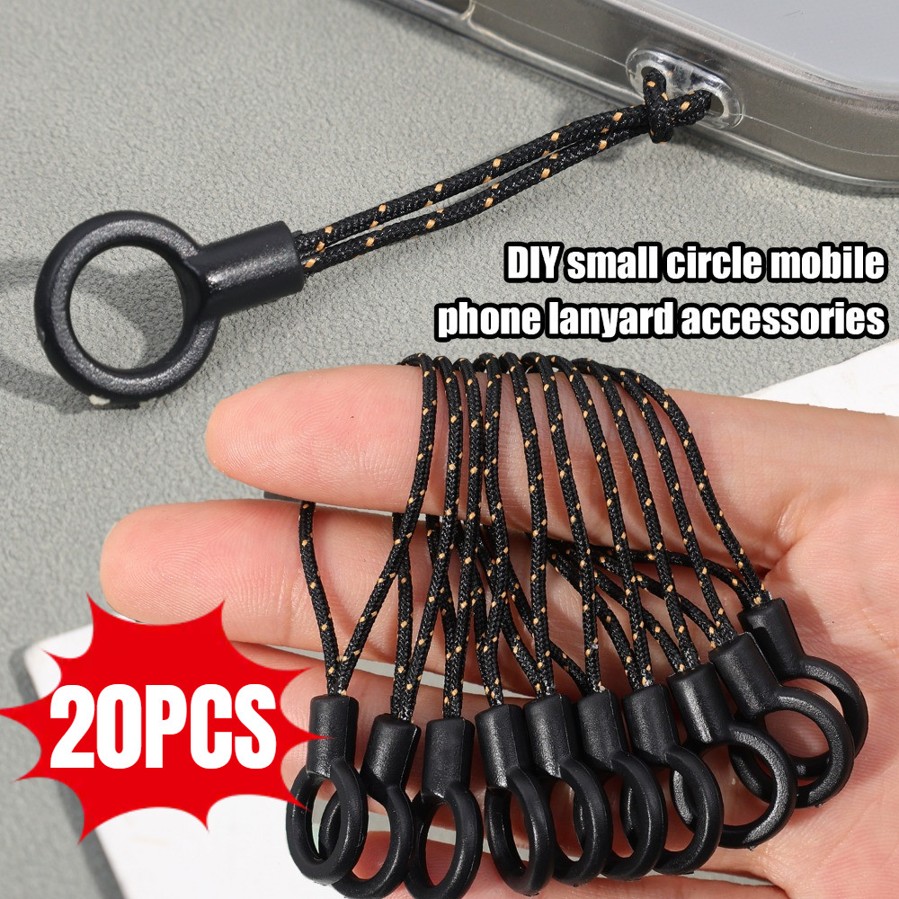 Durable Nylon Black Small Circle Mobile Phone Lanyards Portable ...