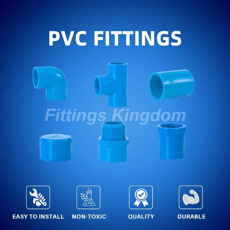 FITTINGS KINGDOM PVC Blue Pipe Fittings Tee, Cap, Plug, Male & Female ...