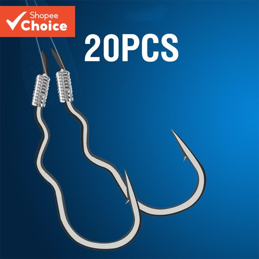 20Pcs High Carbon Steel Fishing Hook 1#-10# Automatic Flip Worm Hook ...