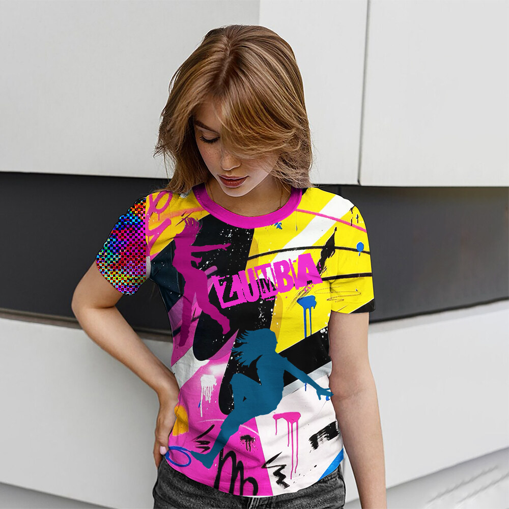 Zumba Sublimation Women's T-shirts zumba Dance Print O-neck Short ...