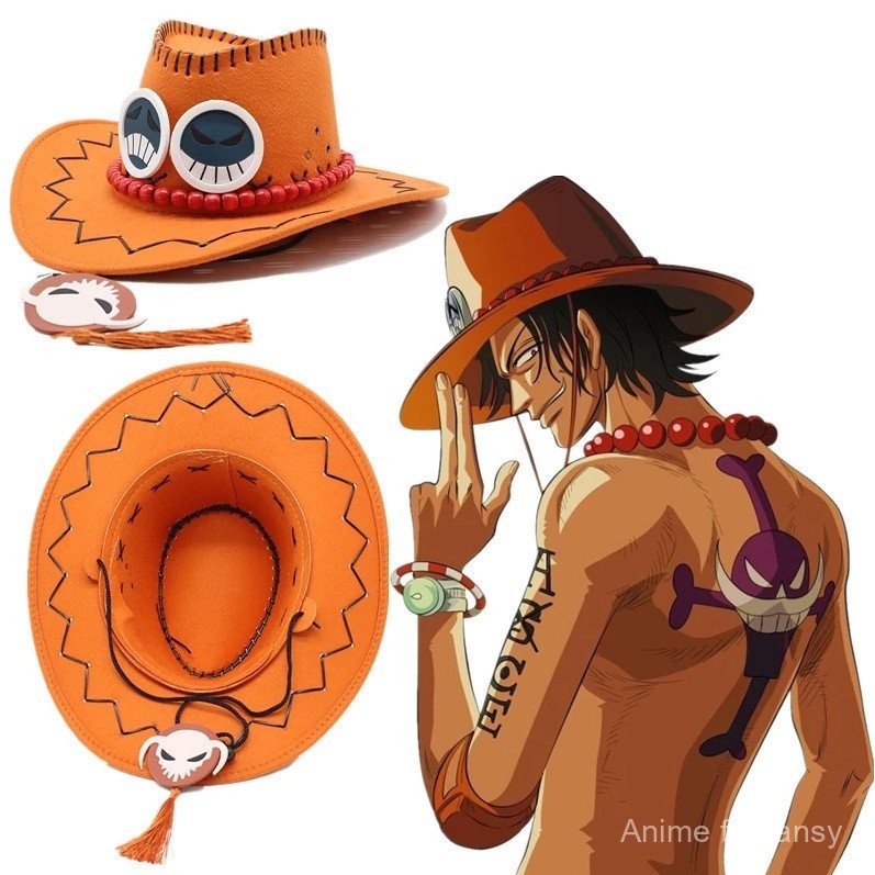 One Piece Portgas D Ace Hat Hat Anime Character Ace Cosplay Hat Cowboy ...