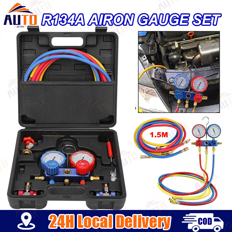 R134a Car Aircon Manifold Gauge Set Freon Pressure Gauge R12/R22/ R401a ...