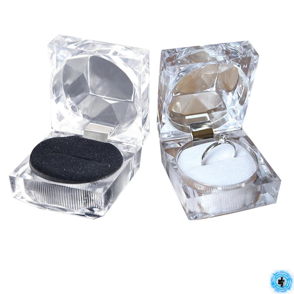 Fashion Delicate Earrings Ring Storage Box Transparent Acrylic Blocked ...